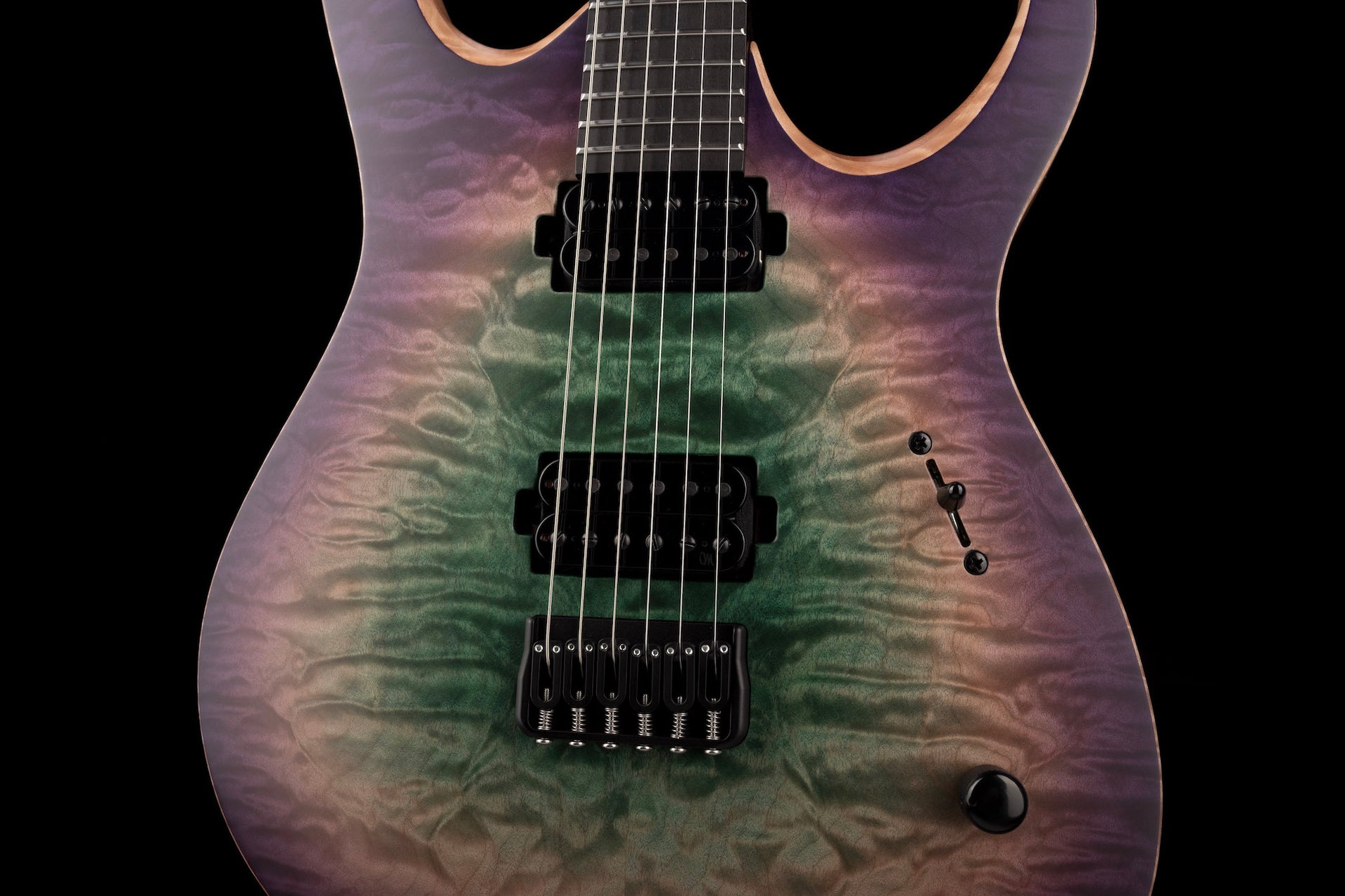 Mayones Duvell Elite 6 String 4A Quilt Maple Top Joker Burst Satine Fi ...