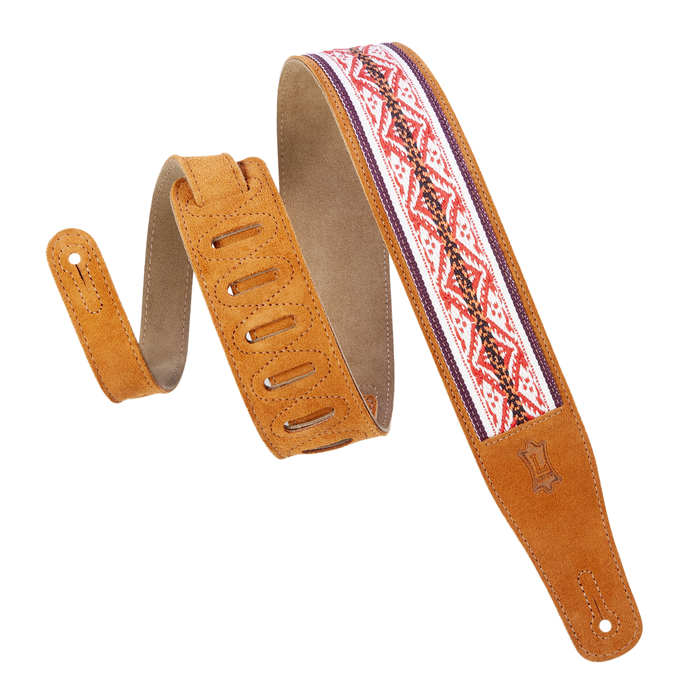 Levy's MSJ26-HNY 2 1/2" Wide Honey Suede Leather Guitar Straps — Truetone Music
