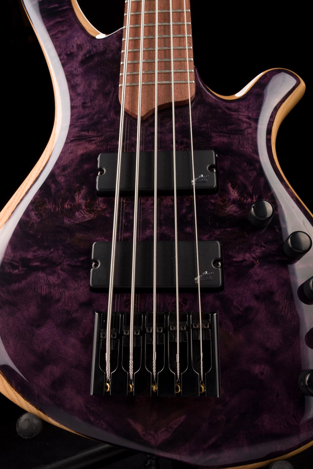Mayones BE Elite 5 EP Eye Poplar Top 5 String Bass Guitar Dirty Purple ...