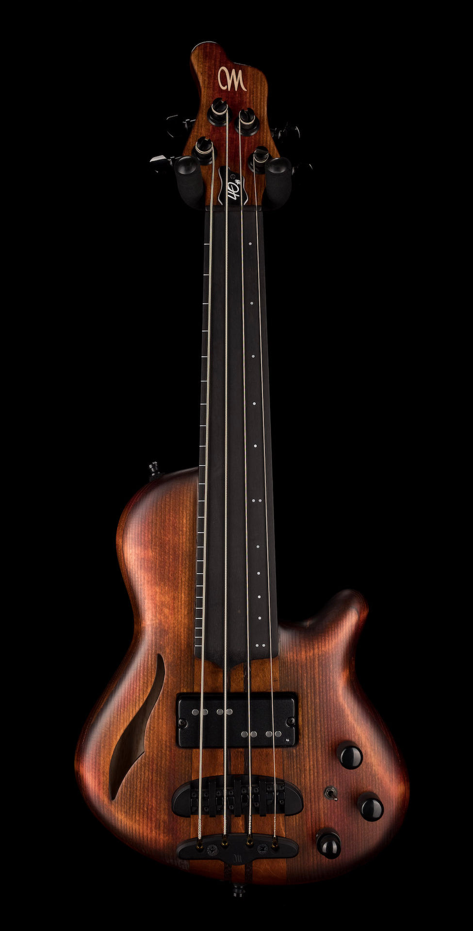 Mayones Cali4 Fretless Bass 17.5" Scale Swamp Ash Semi Hollow Body Spr ...