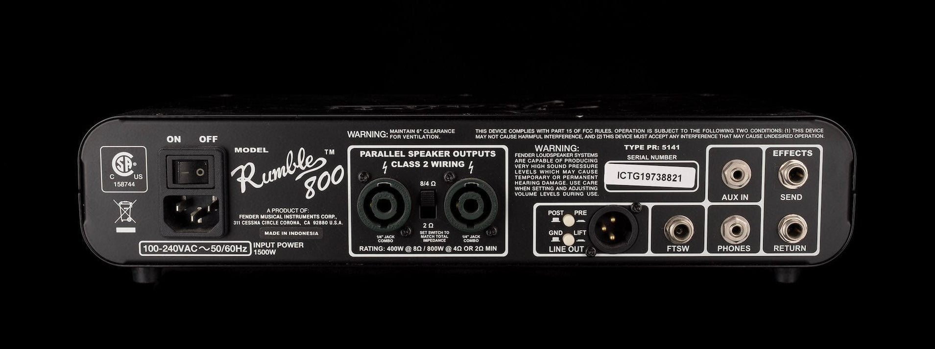Used Fender Rumble 800 Bass Amp Head — Truetone Music
