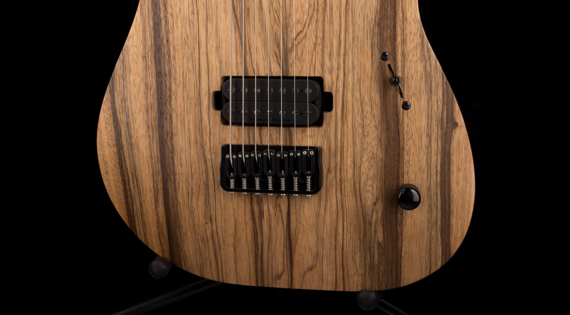 Mayones Duvell BL 7 String 27" Baritone Black Limba Trans Natural Matt ...