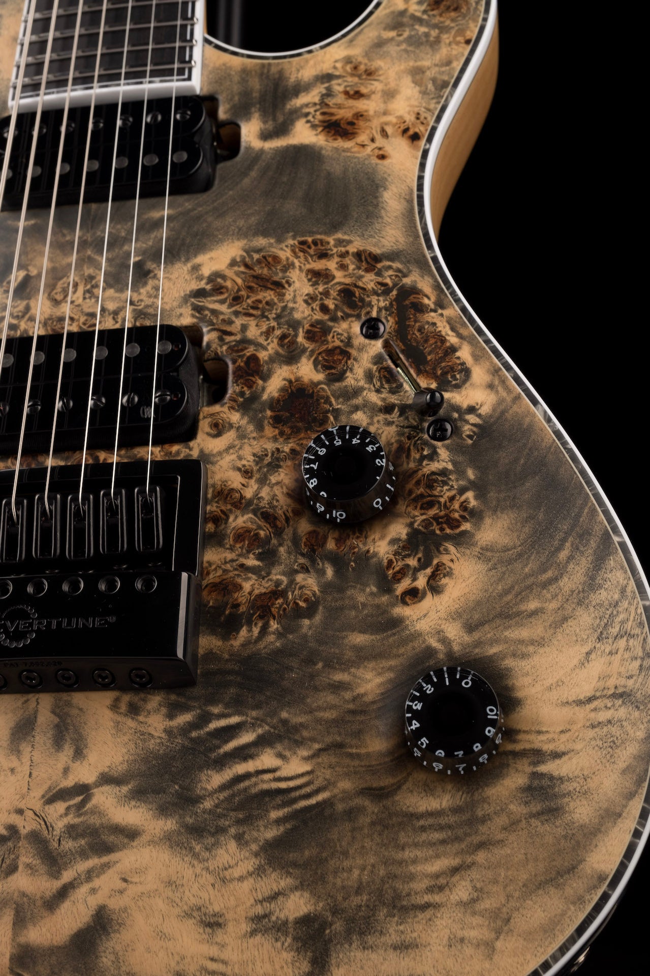 Mayones Regius 4Ever 7 String 3A Grade Eye Poplar Top Trans Graphite S ...