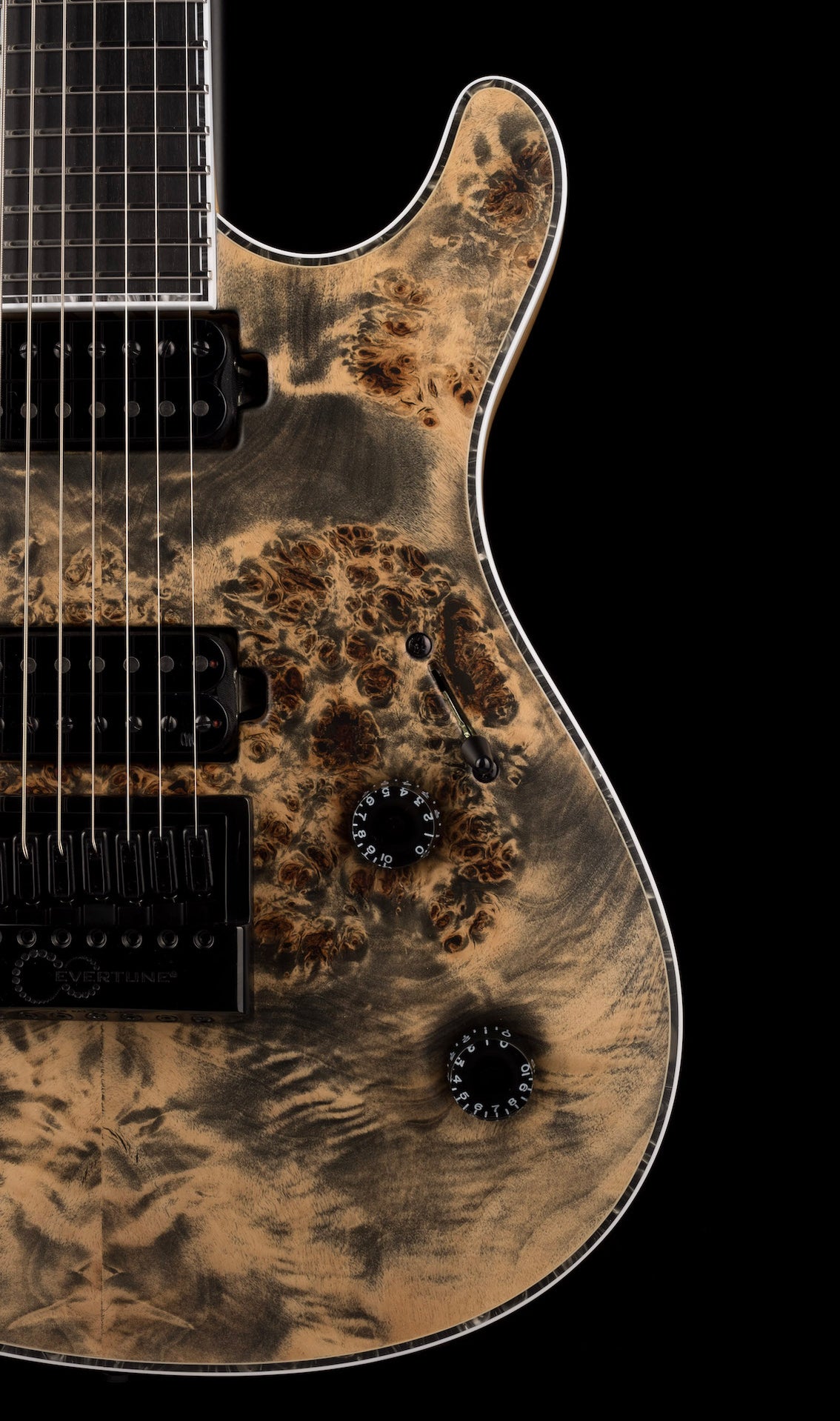 Mayones Regius 4Ever 7 String 3A Grade Eye Poplar Top Trans Graphite S ...