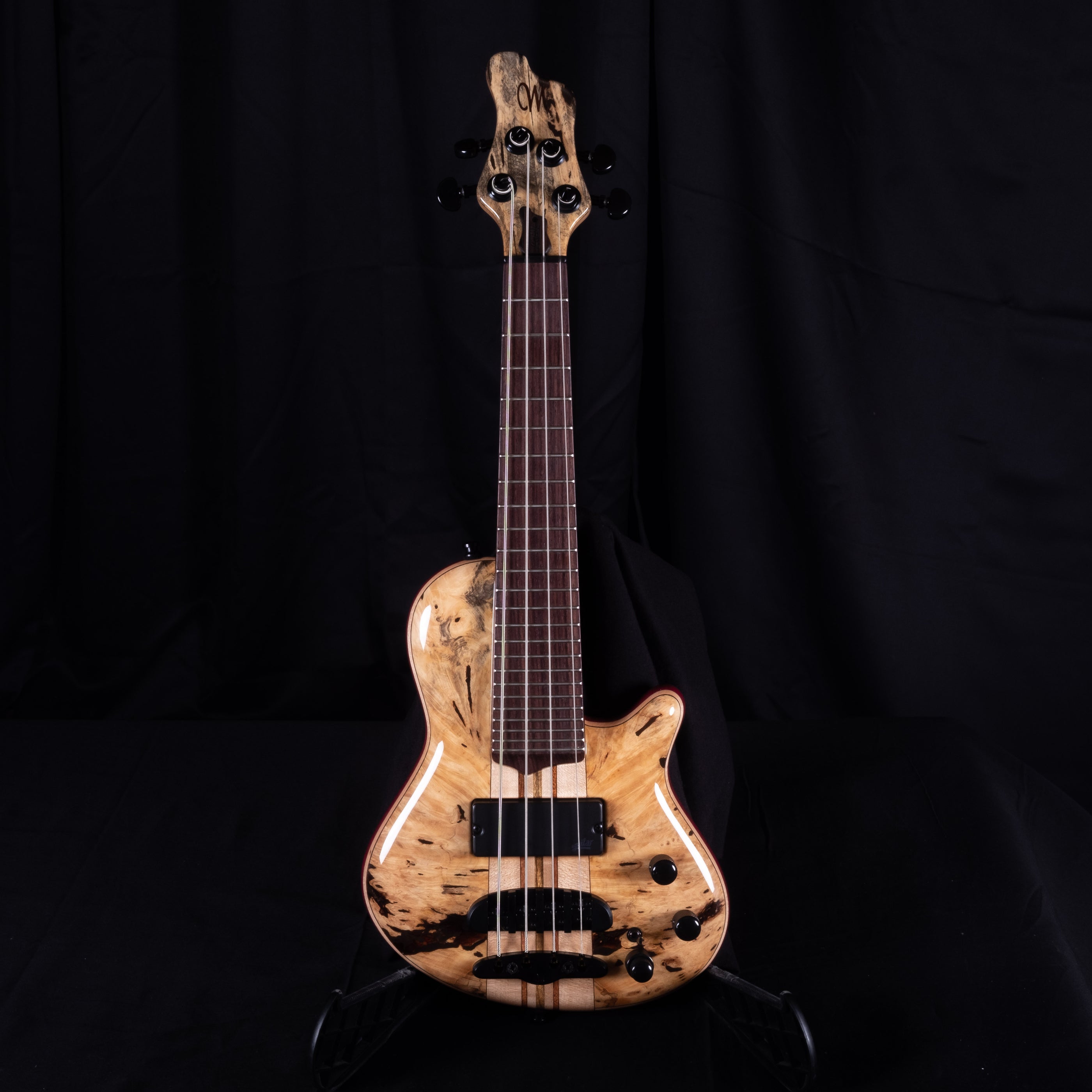 Mayones Cali 4 Bass Purpleheart Body with Buckeye Burl Top Rosewood Bo ...