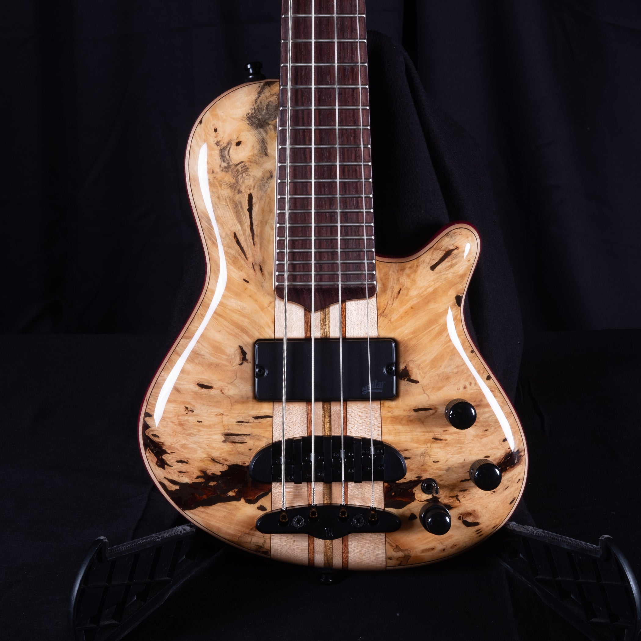 Mayones Cali 4 Bass Purpleheart Body with Buckeye Burl Top Rosewood Bo ...