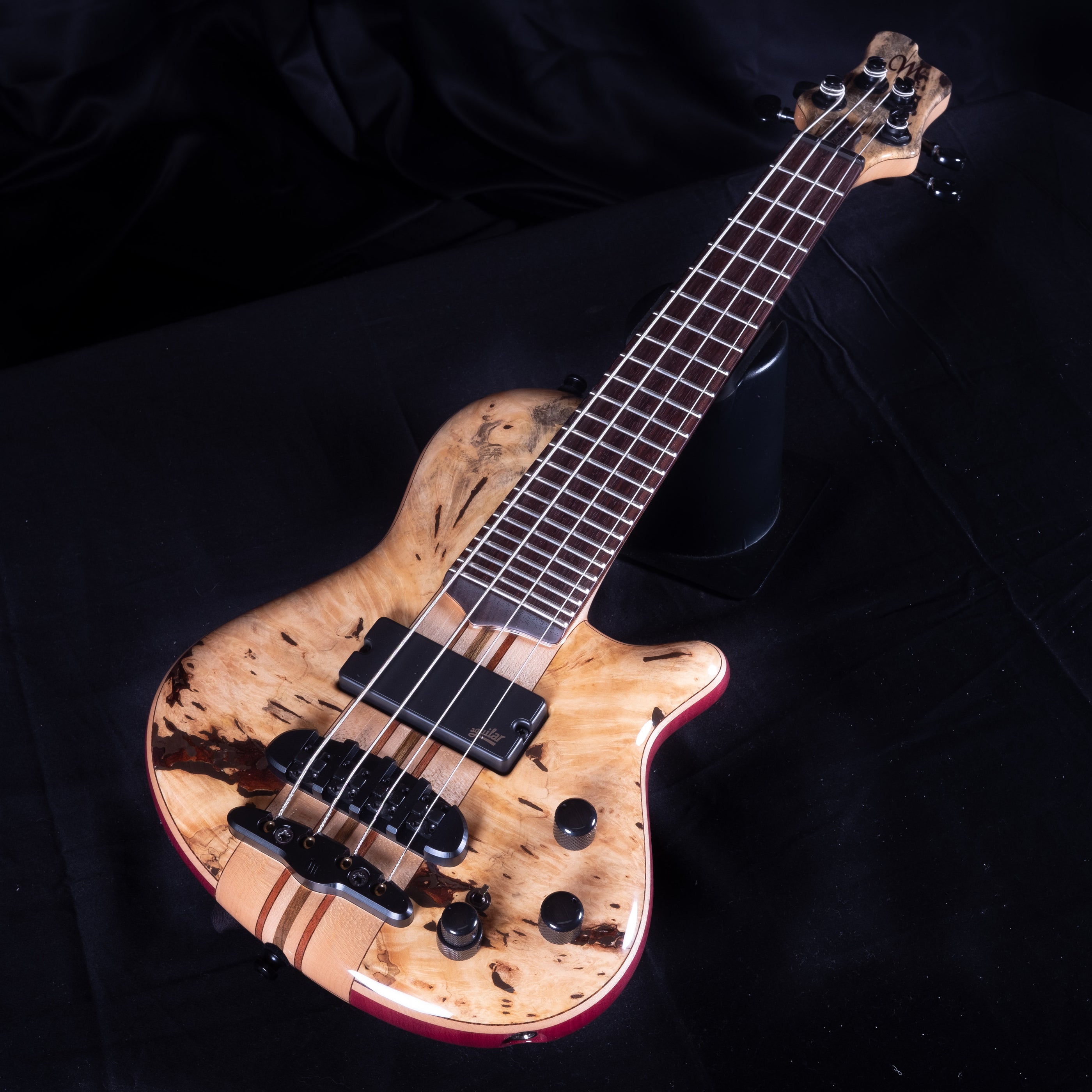 Mayones Cali 4 Bass Purpleheart Body with Buckeye Burl Top Rosewood Bo ...